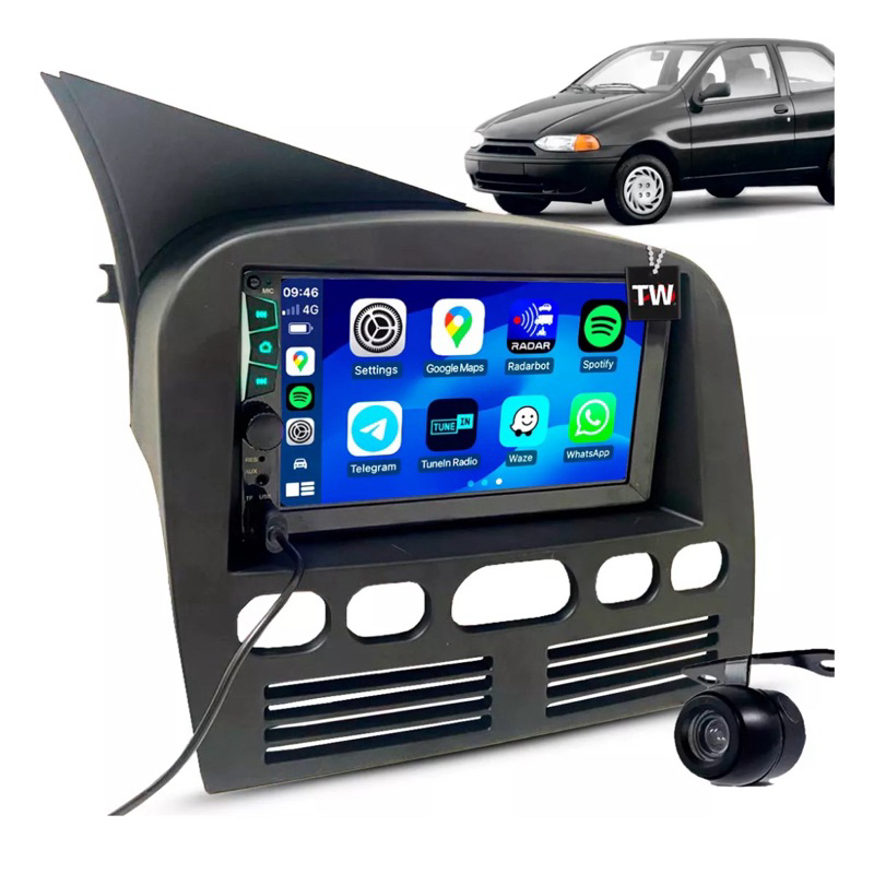 Kit Central Multimidia Mp5 Palio Siena Strada G1 1996 À 2003 Antigo Espelha USB Bluetooth ...