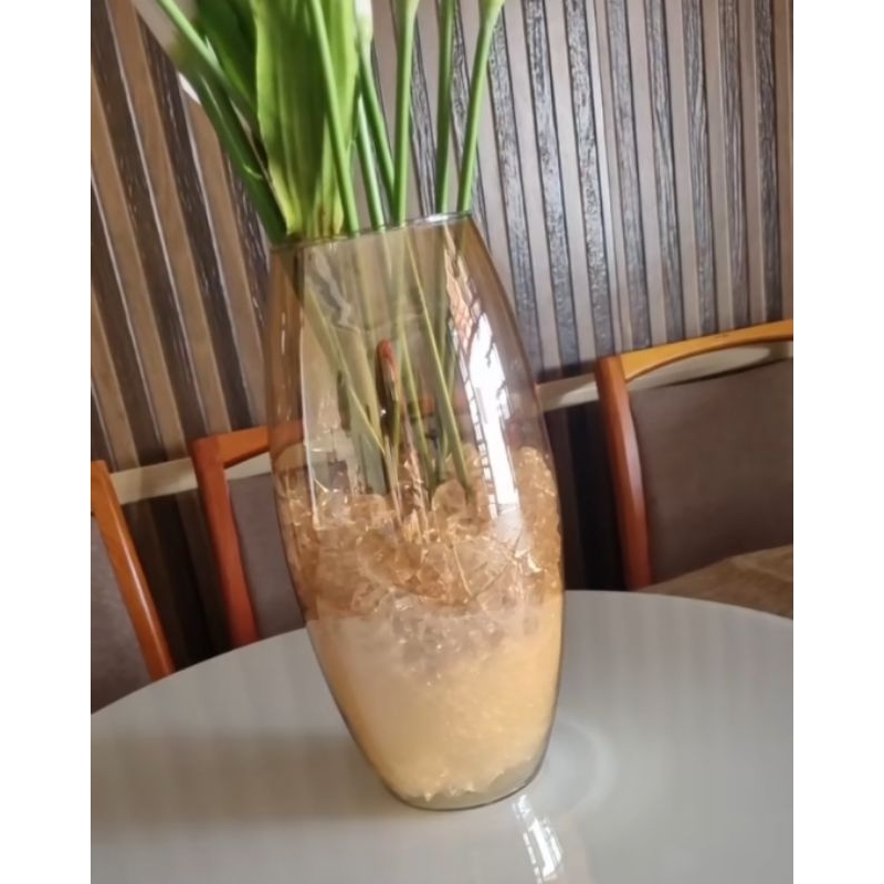 Lindo Vaso âmbar vidro formato boleado modelo arredondado encantador ...