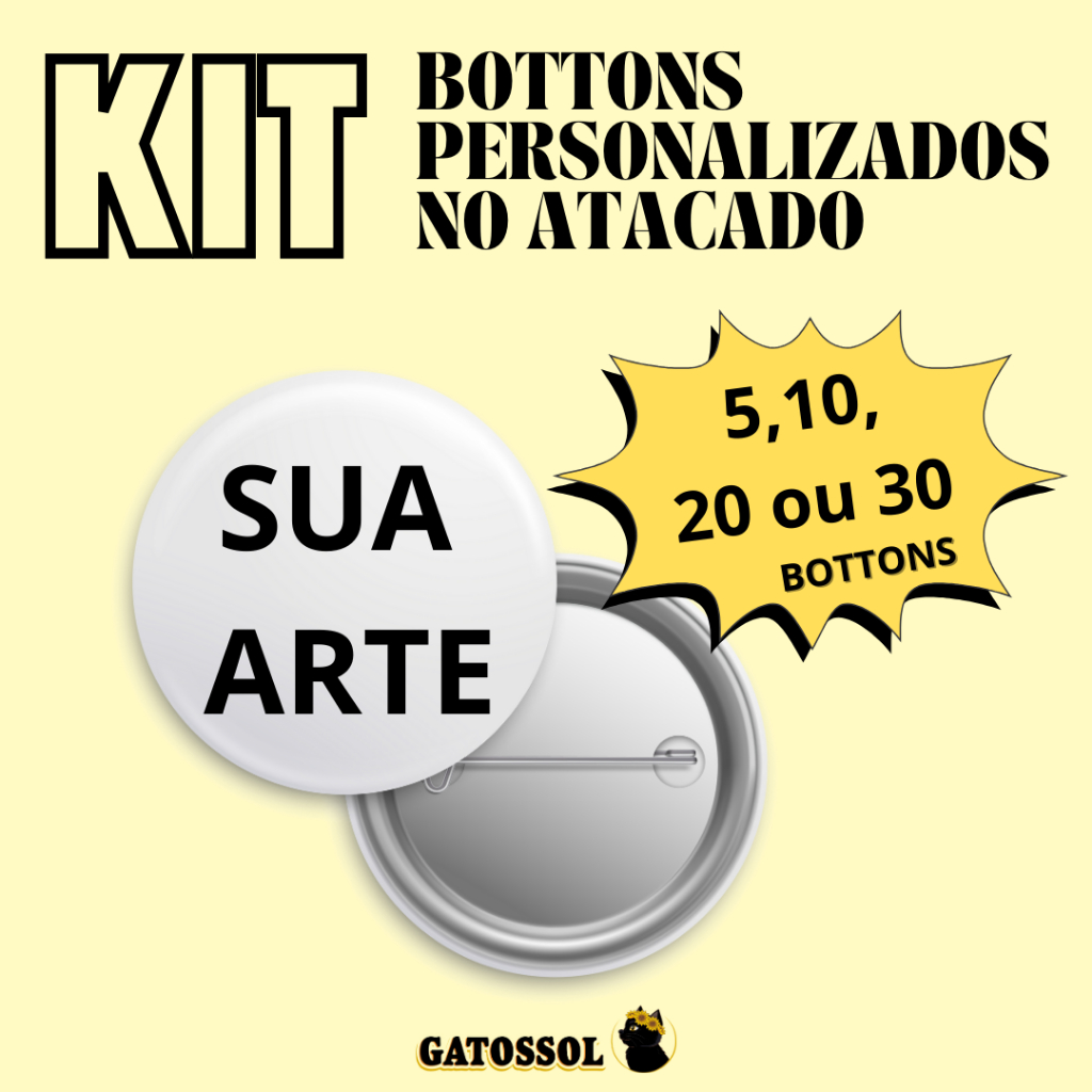 5, 10, 20 e 30 BOTTONS - PERSONALIZADO COM SUA ARTE! Broche Boton Buton ...