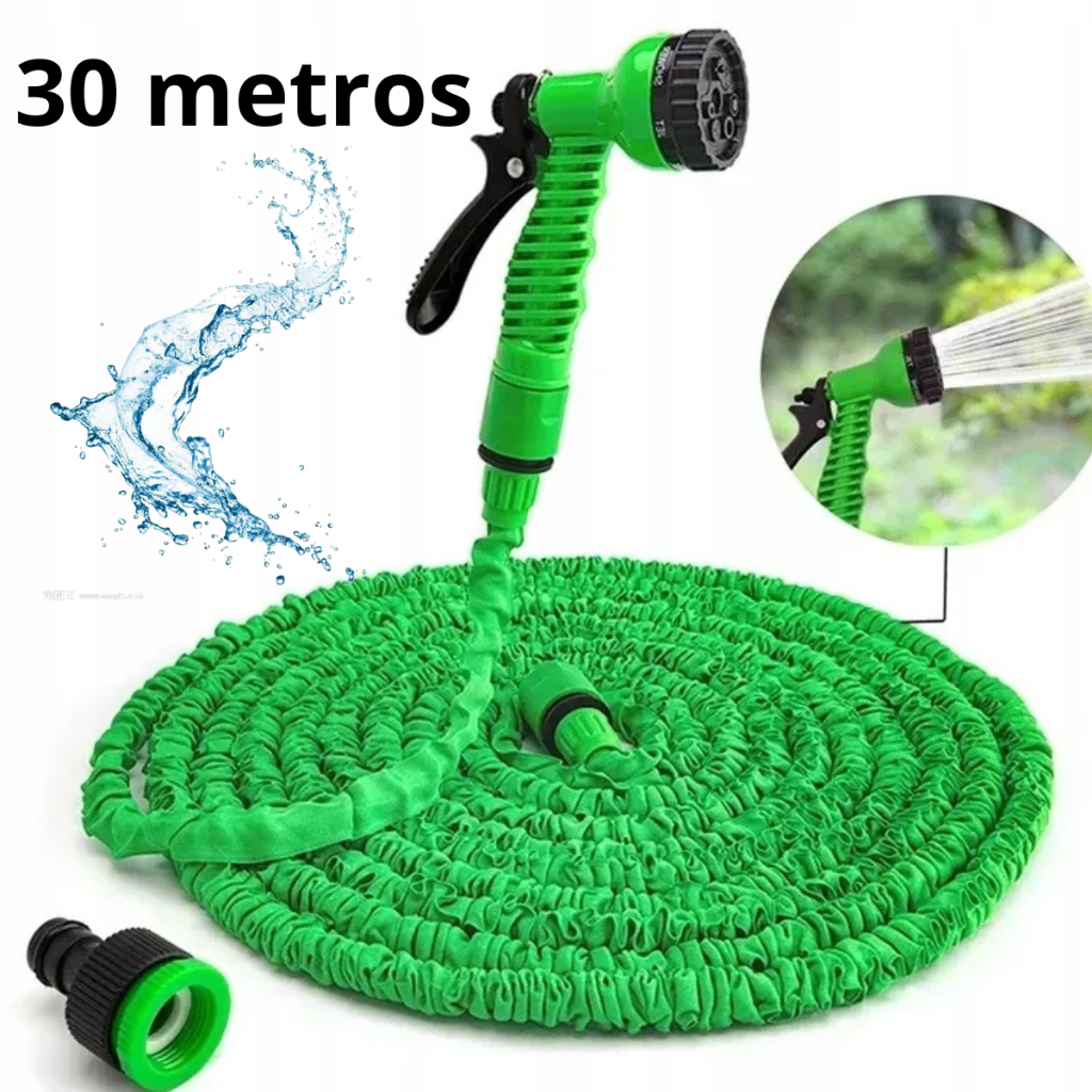 Mangueira Magica de Jardim Retrátil 15m/30m Metros Flexível 7 Tipos de ...