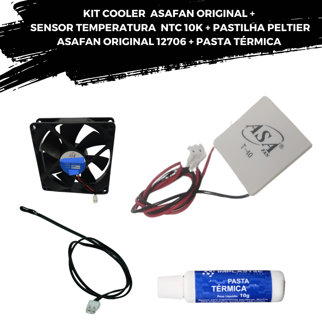 Pastilha Peltier ASAFAN 12706 com Plug Placa Sensor Temperatura Cooler ...