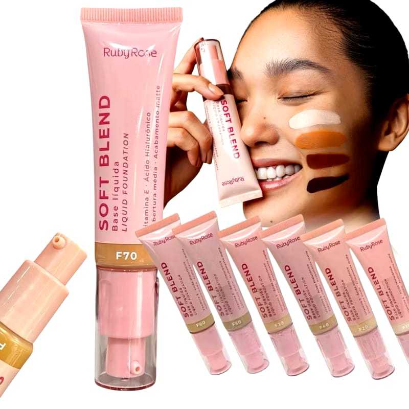 Base Facial Líquida Soft Blend Lançamento Linha Rosa Ruby Rose | Shopee ...