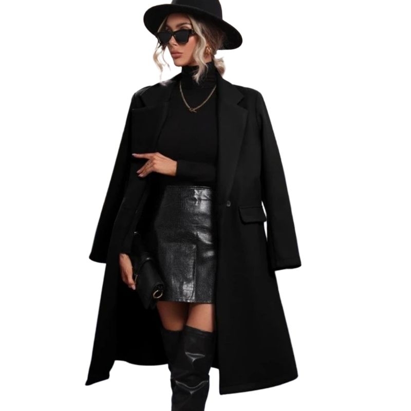 Sobretudo trench coat preto | Shopee Brasil