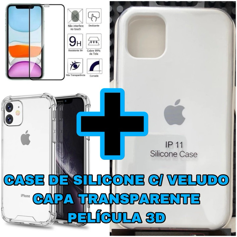 KIT 3 EM 1 CAPA TRANSPARENTE + CASE ORIGINAL MASC-FEM-NEUTRO + PELICULA ...