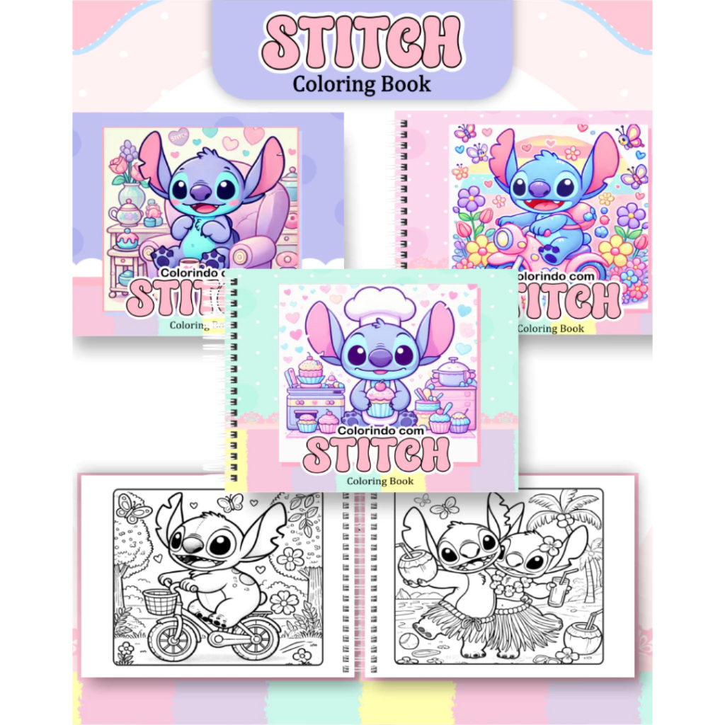 Livro de Colorir Bobbie Goods STITCH Caderno de Desenho Pintura ...