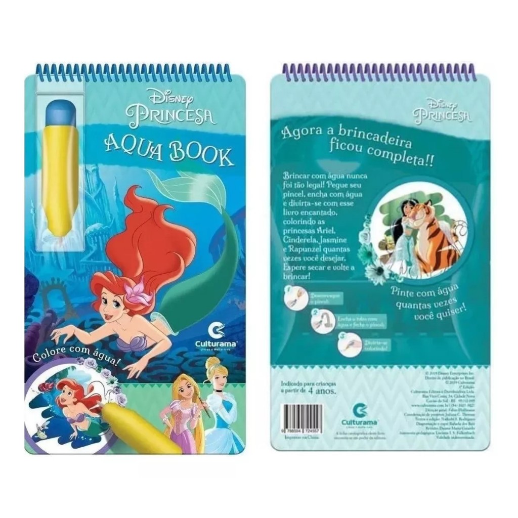 Aqua Book Princesas Disney Pinta Com Água Livro Capa Dura | Shopee Brasil