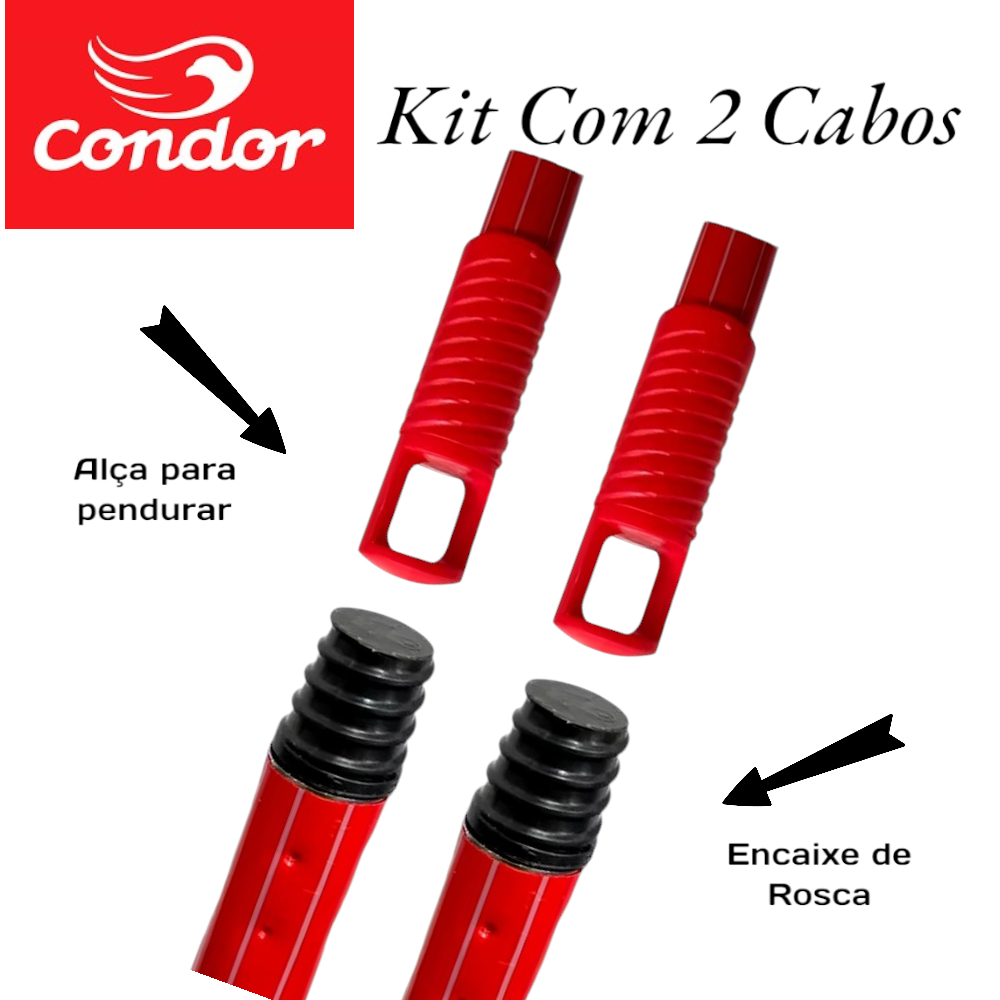 Kit Com 2 Cabo Metal Condor Vassoura Rodo Mop Original | Shopee Brasil