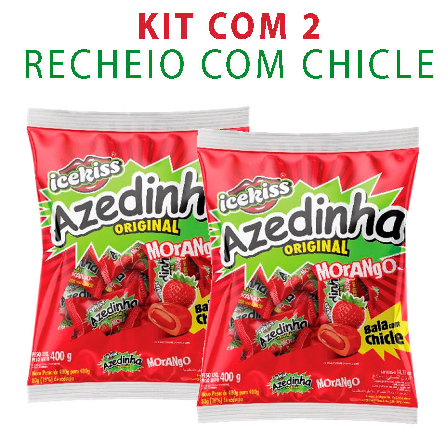 Kit Com 2 Bala Chicle Chiclete Azedinho Morango 400G | Shopee Brasil