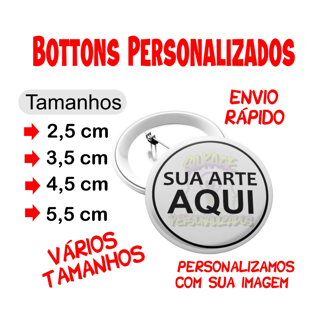 Botons personalizados 2,5/ 3,5/ ,4,5/ e 5,5 cm Boton Botons Botão ...