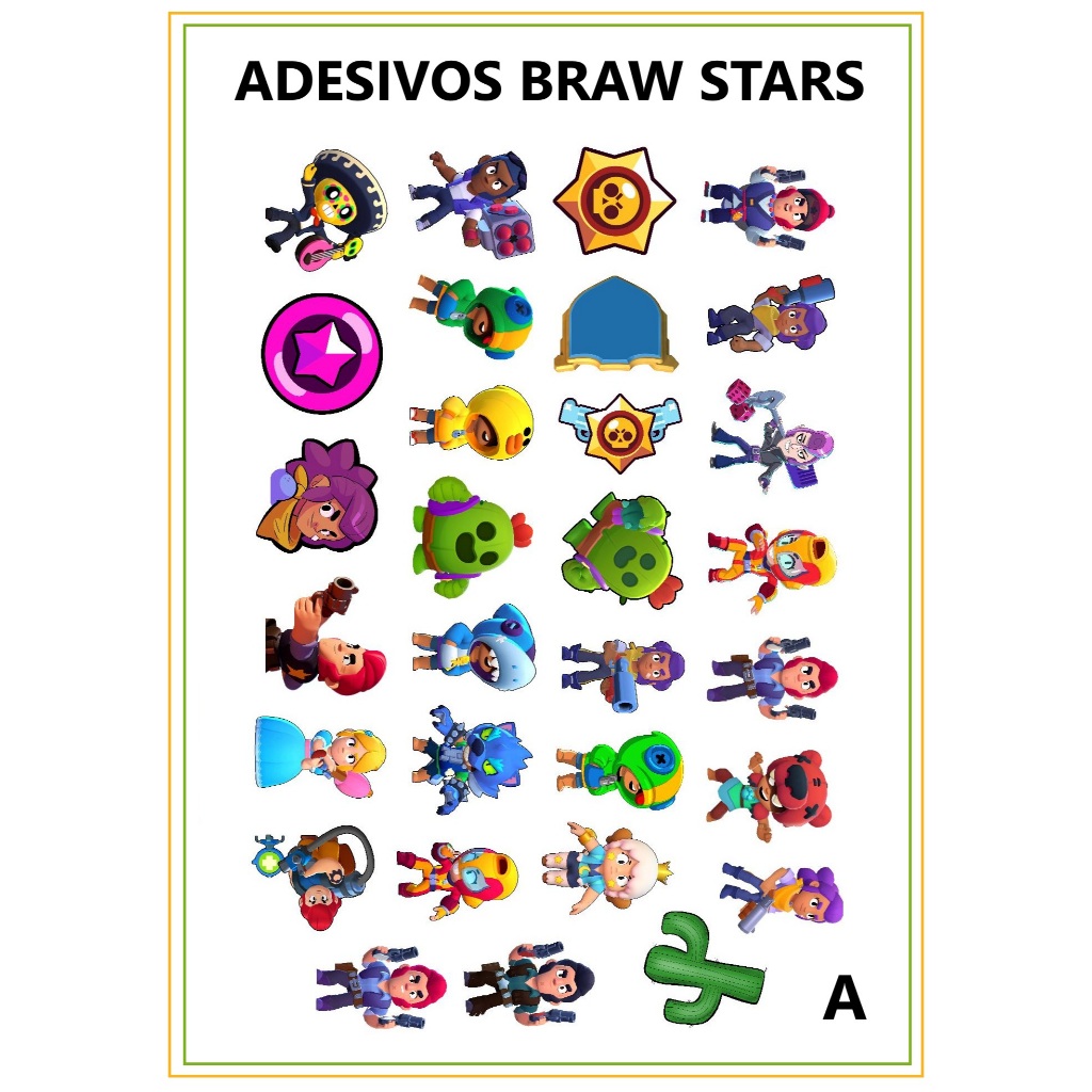 ADESIVOS BRAW STARS DESENHO - AUTO COLANTE - CARTELAS C/ 30 ADESIVOS ...