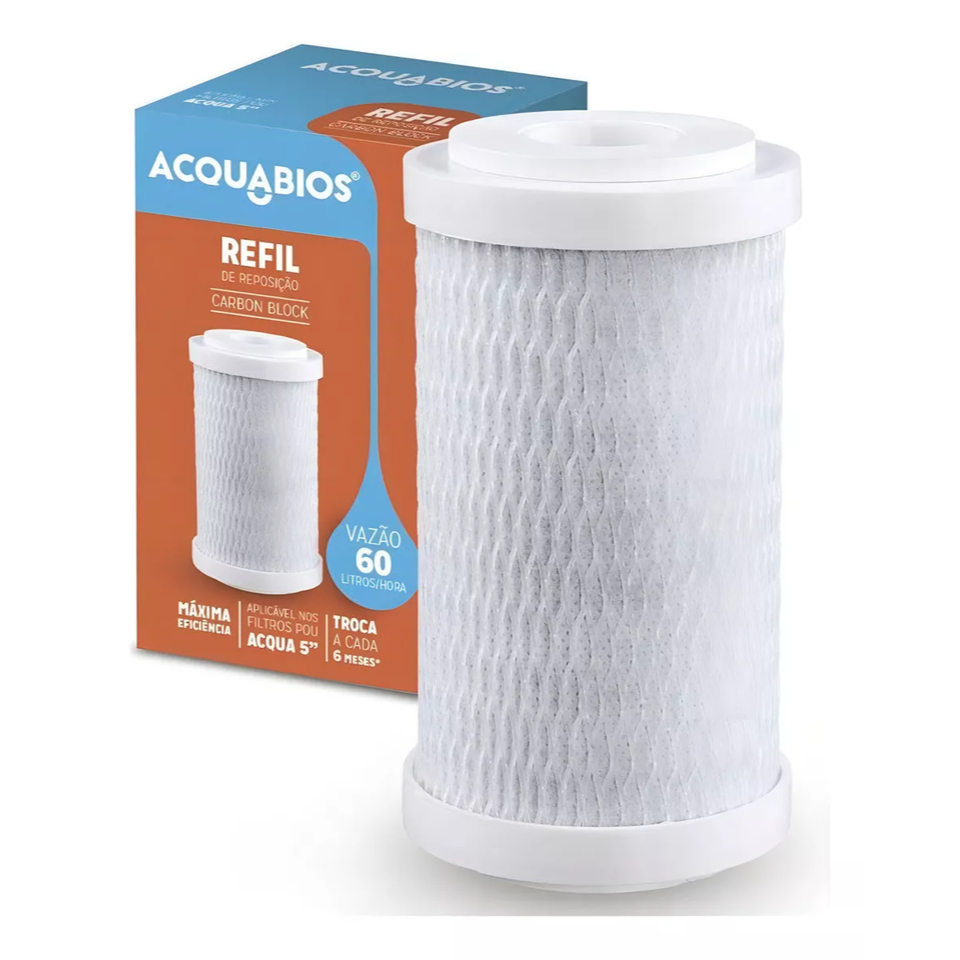 Refil Filtro Carbon Block Acqua 5" Acquabios, Aquablock, BBl Shower 125 ...