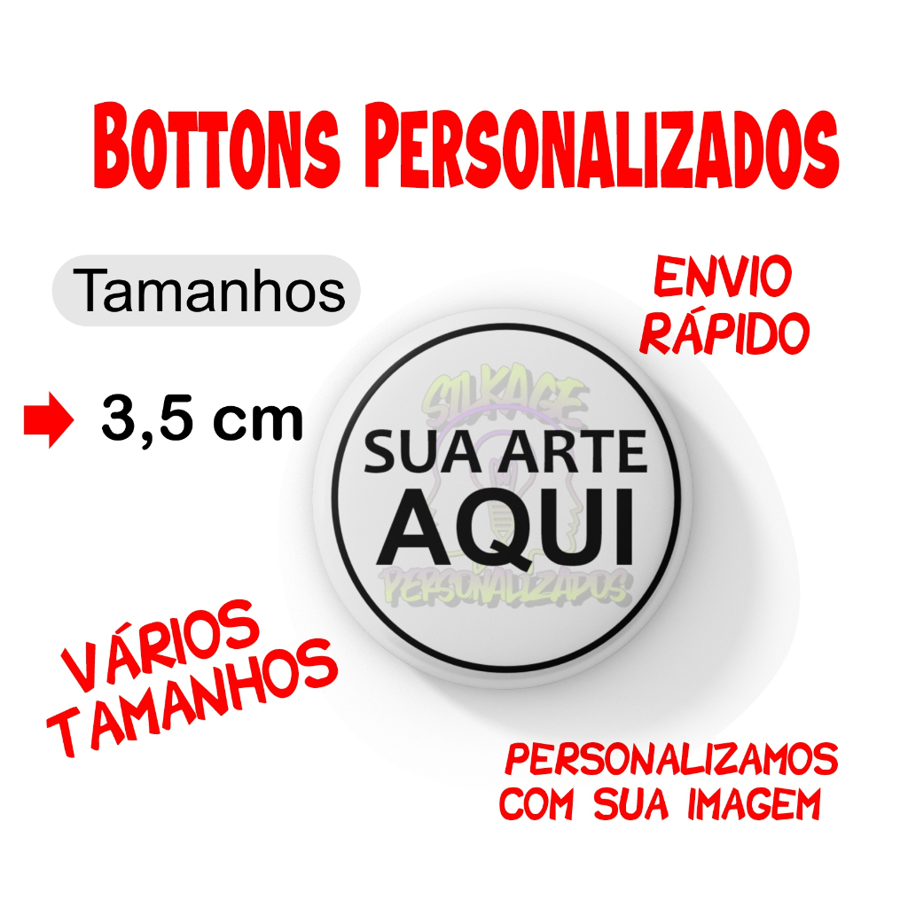 20 Bottons personalizados 3,5 cm Boton Botons Botão Broche Pin (com sua ...