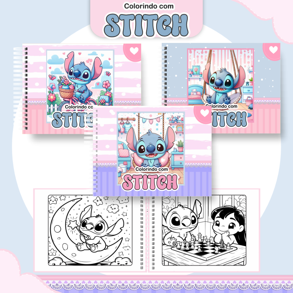 Livro de Colorir Stitch - Estilo Bobbie Goods - 52 folhas - 180g / Ou ...
