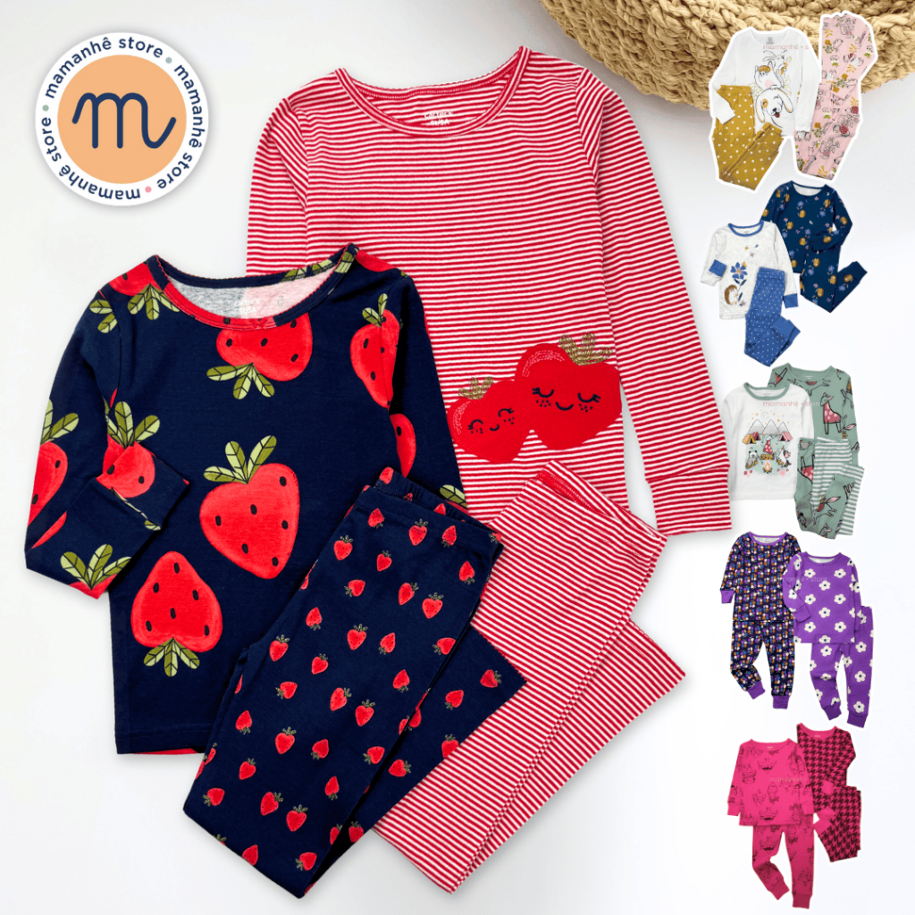 Kit Pijama Menina 4 Peças ORIGINAL Vários Modelos | Shopee Brasil