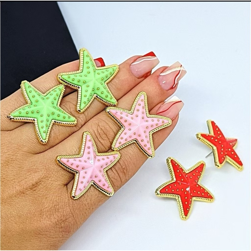 Brinco estrela do mar colorido par moda praia | Shopee Brasil
