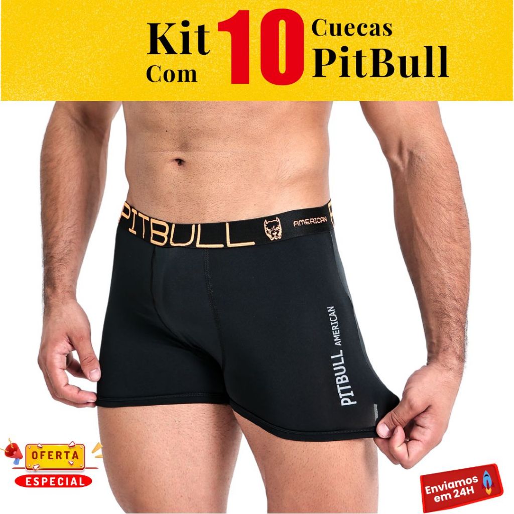 Kit 10 Cuecas Boxer Premium Pitbull American Masculina - Coeca box ...