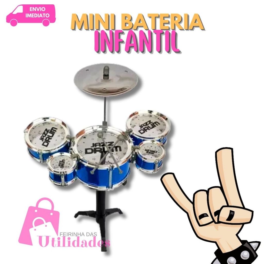 Mini Bateria Brinquedo Infantil 5 Tambores 1 Prato Jazz Drum | Shopee ...