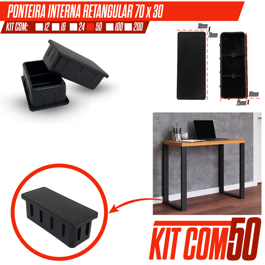 Ponteira Capa Protetora Metalon Retangular 70x30 Pead Acabamento Kit 50 ...