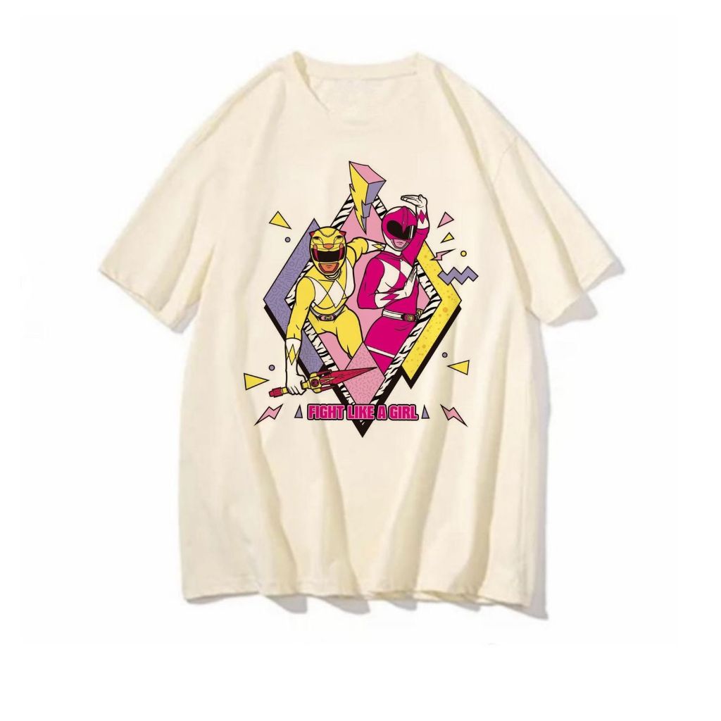Camiseta divertida girl fight Blusa feminina unisex power rangers ...