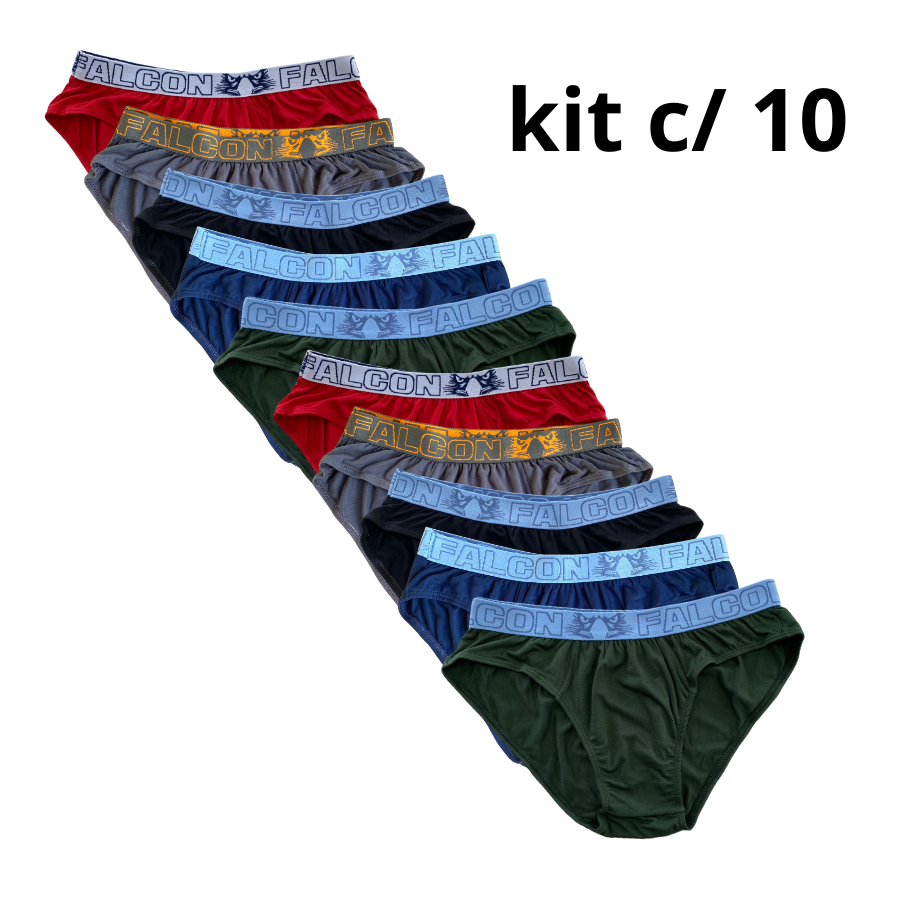 KIT 10 CUECAS SLIP VISCOLYCRA PREMIUM TOP ULTRA CONFORTO ORIGINAL MASCULINA CUECA TRADICIONAL ...