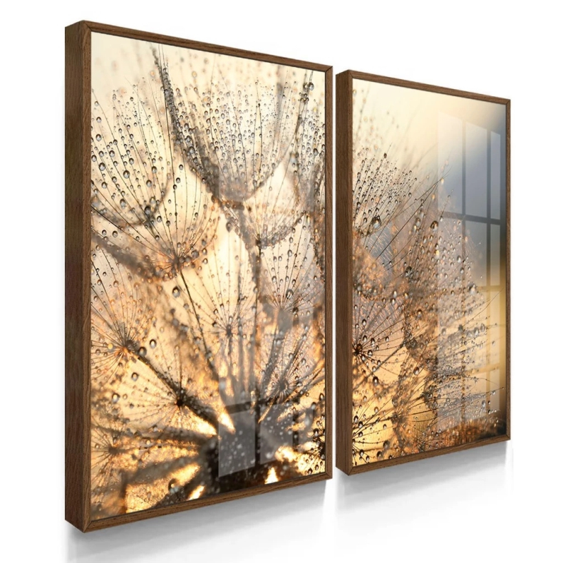 Quadros Com Moldura e Vidro 63x43 Cada Peça Dente de Leão Luxo Sala ...