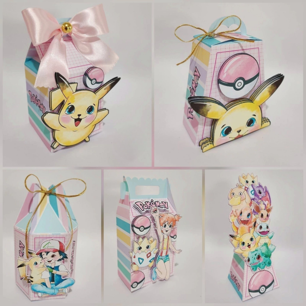 KITE PEGUE E MONTE - TEMA POKÉMON , caixinhas personalizadas para festa ...