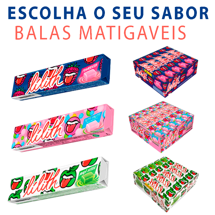 Bala Mastigável Drops Lilith Maçã Verde, Framboesa Ou Tutti Frutti 15un ...