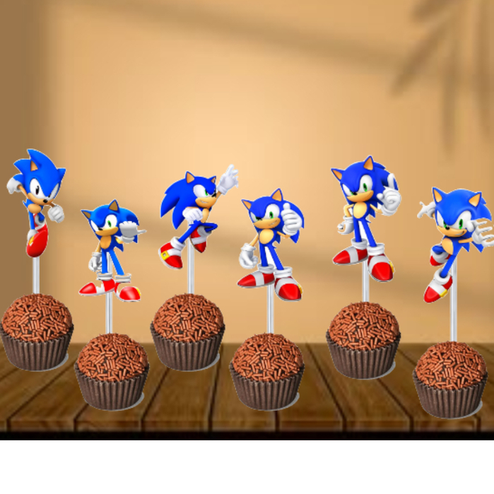 60 Tags Toppers para docinho sonic Infantil brigadeiro e beijinho topo ...