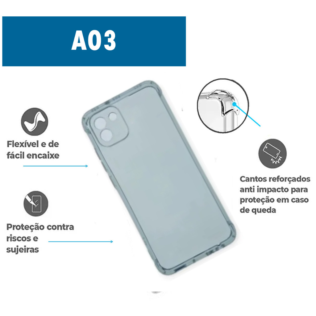 Capa Capinha Para Samsung Galaxy A03 Em Tpu Anti Impacto Transparente - SAM-A035 | Shopee Brasil
