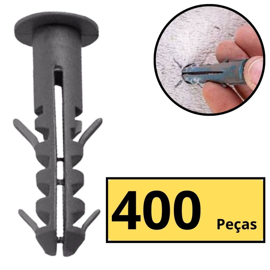 Kit 400 Buchas 5mm-6mm-8mm-10mm Com Aba Anel Para Fixação Parede Sólida ...