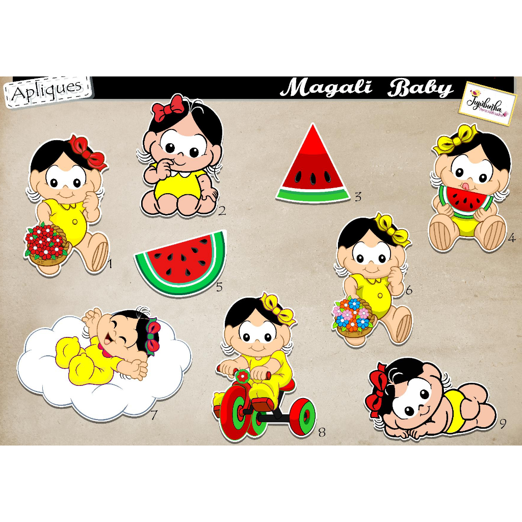 APLIQUE RECORTADO - MAGALI BABY - PERSONALIZADOS - TAG,LEMBRANCINHA ...