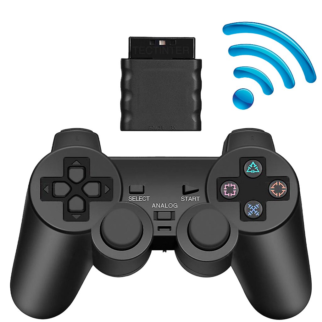Controle Ps2 sem fio Wireles Joystick Sem Fio Analógico | Shopee Brasil