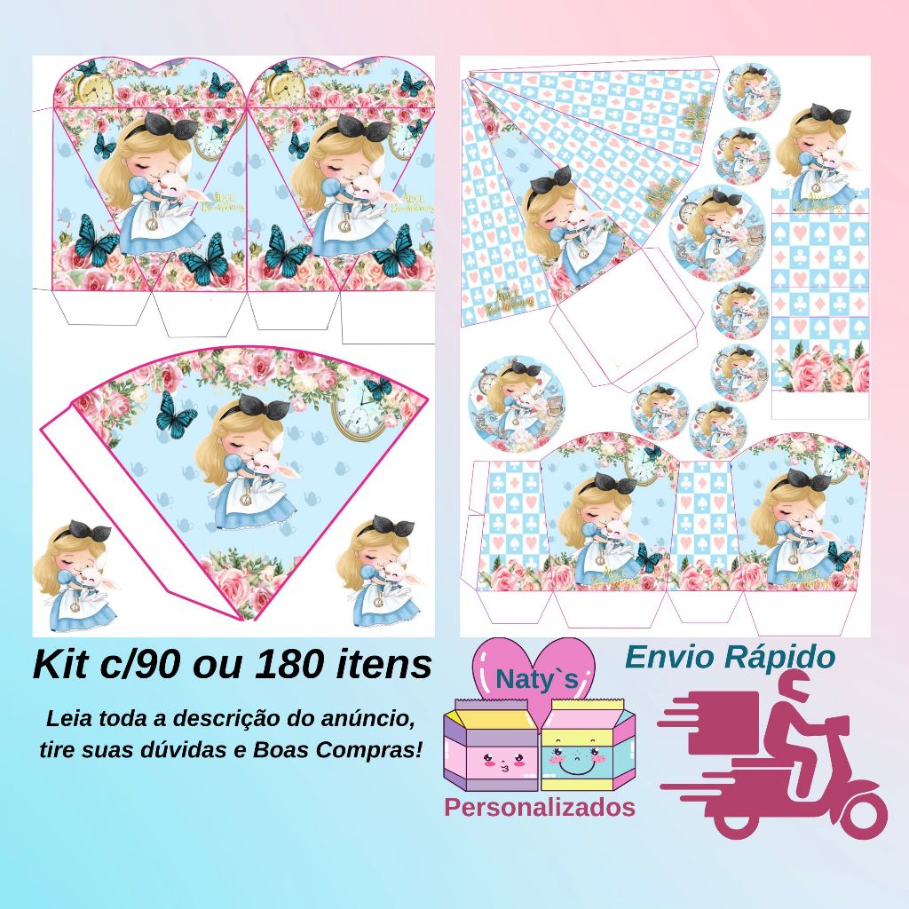 Envio rápido - TEMA ALICE NO PAÍS DAS MARAVILHAS CUTE KIT LEMBRANCINHAS ...