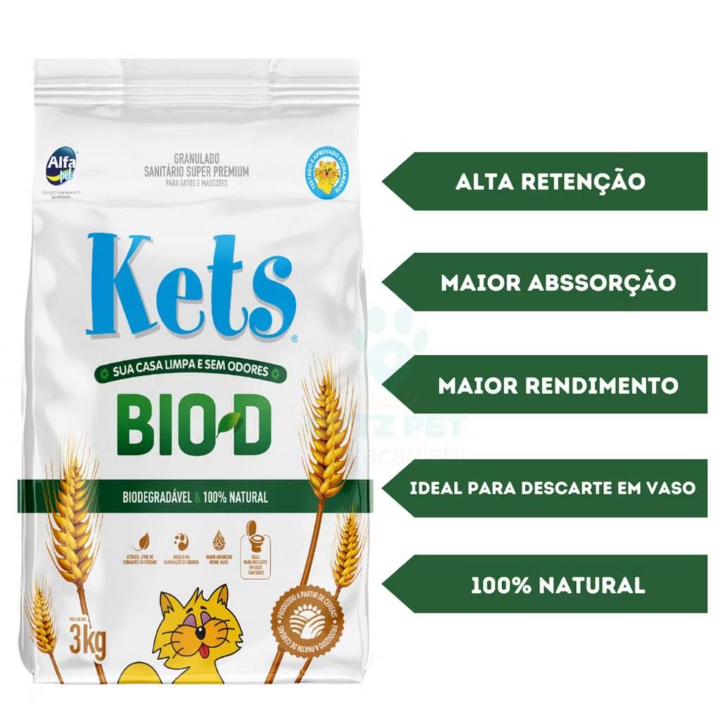 Areia para gato Higiênica Granulado Natural Biodegradável P/ Gatos Kets ...