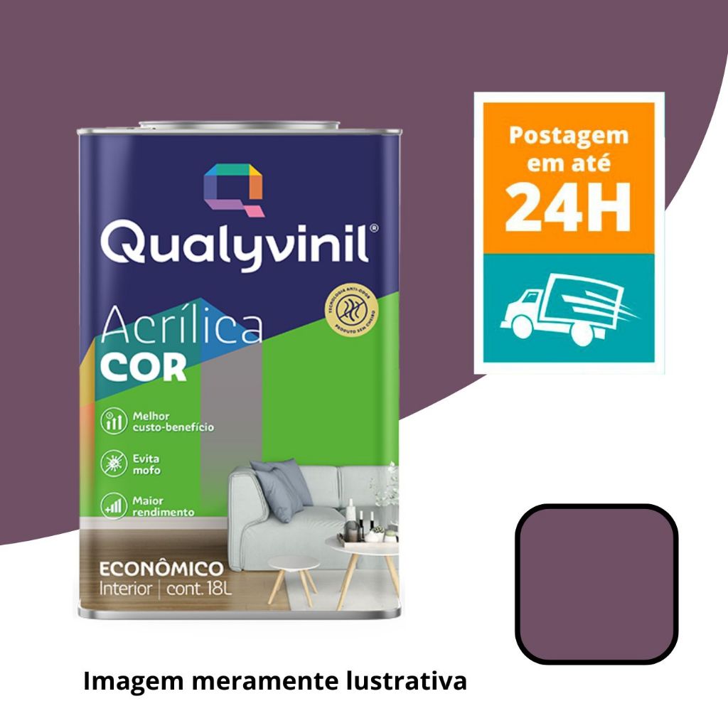 Tinta para Parede Cor Açai Econômica 18l Qualyvinil | Shopee Brasil