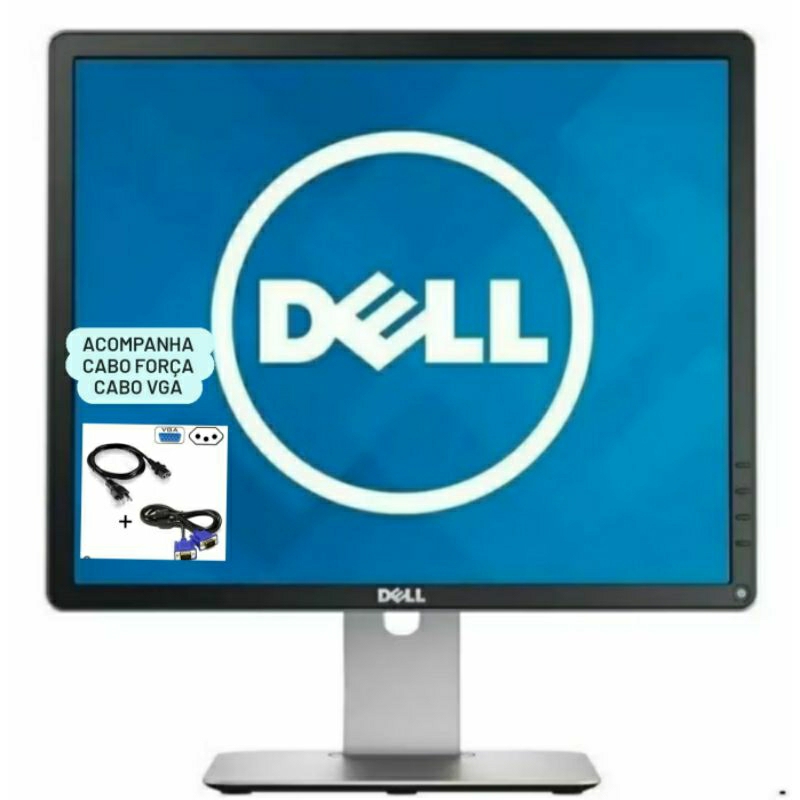 Monitor Dell 19 ` Led Preto/cinza Vga + kit cabos força e vga | Shopee ...