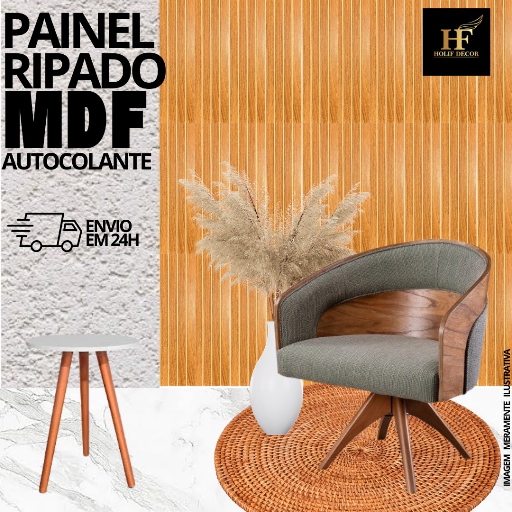 Kit 20 Placas Painel Ripado Decorativo De Parade MDF 45x11 - Variação ...