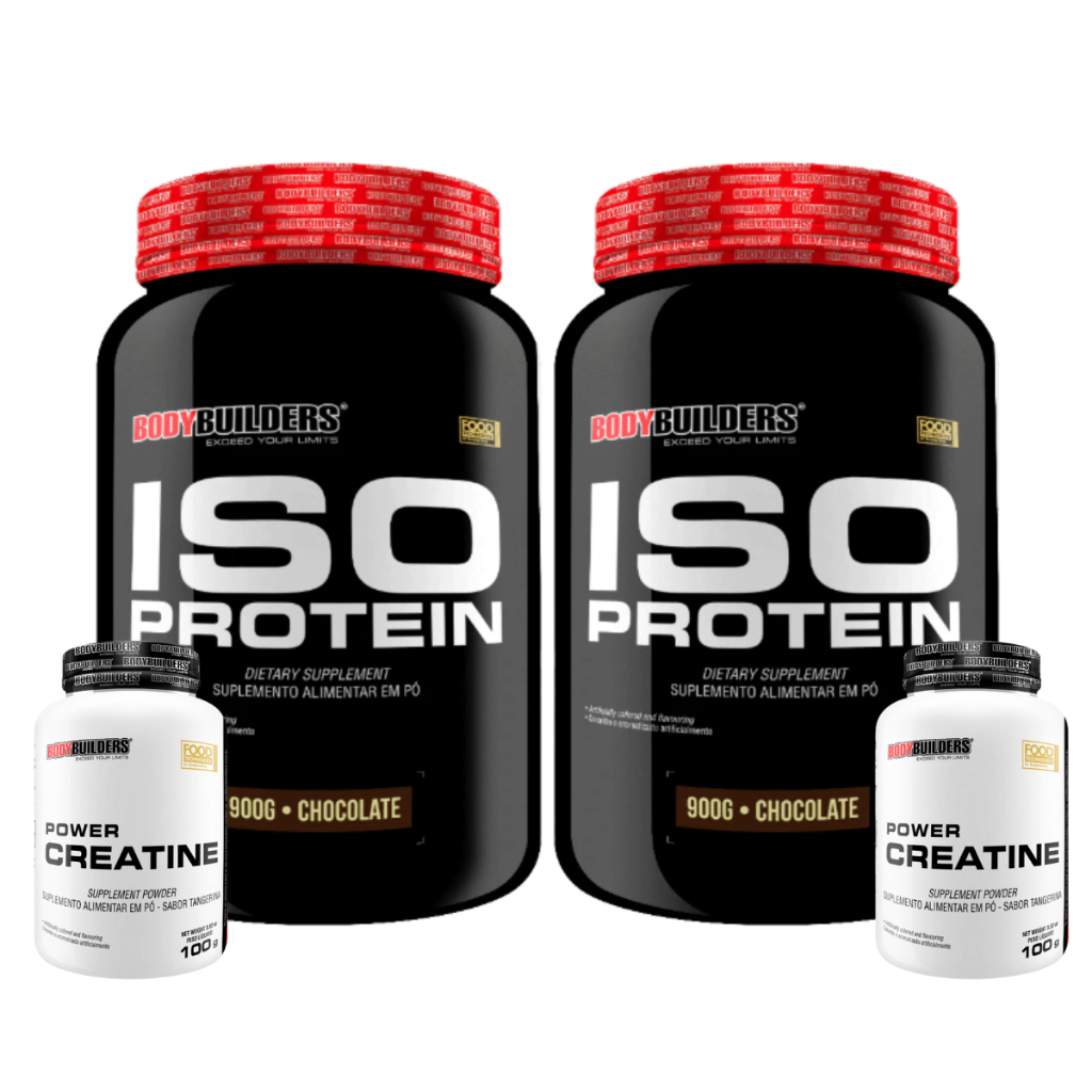 Kit 2x Whey Protein Isoprotein 900g + 2x Power Creatina 100g | Shopee ...