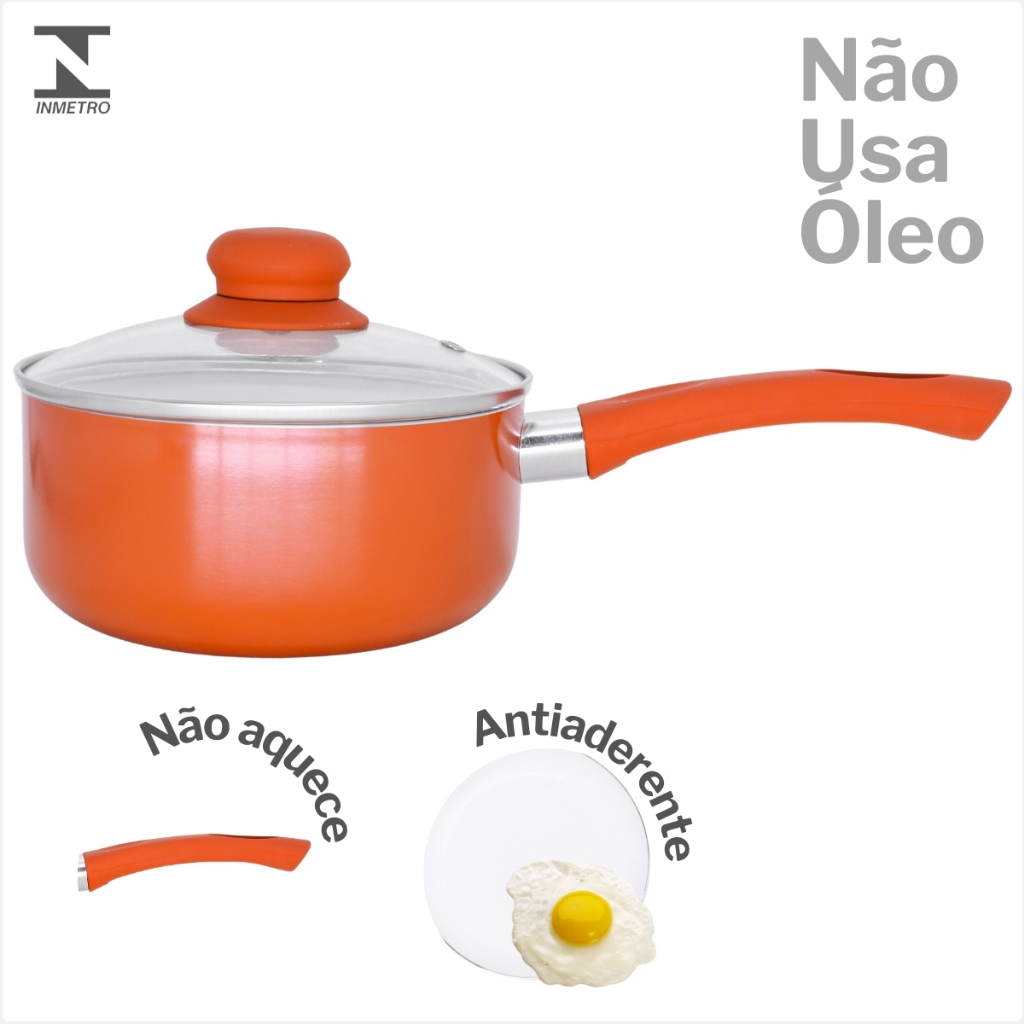 Panela Laranja Revestimento Antiaderente Cerâmico | Shopee Brasil