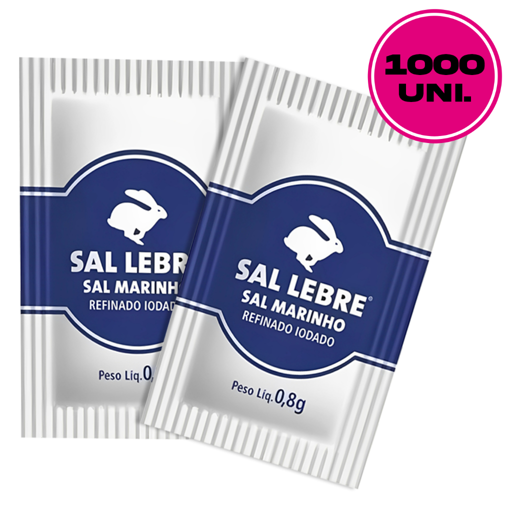Sal Refinado Lebre Sachê com 0,8g Caixa Com 1000 Unidades | Shopee Brasil