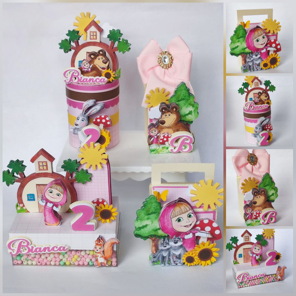 KIT PERSONALIZADO MASHA E O URSO - PERSONALIZADO LUXO MASHA E O URSO - FESTA MASHA E O URSO ...