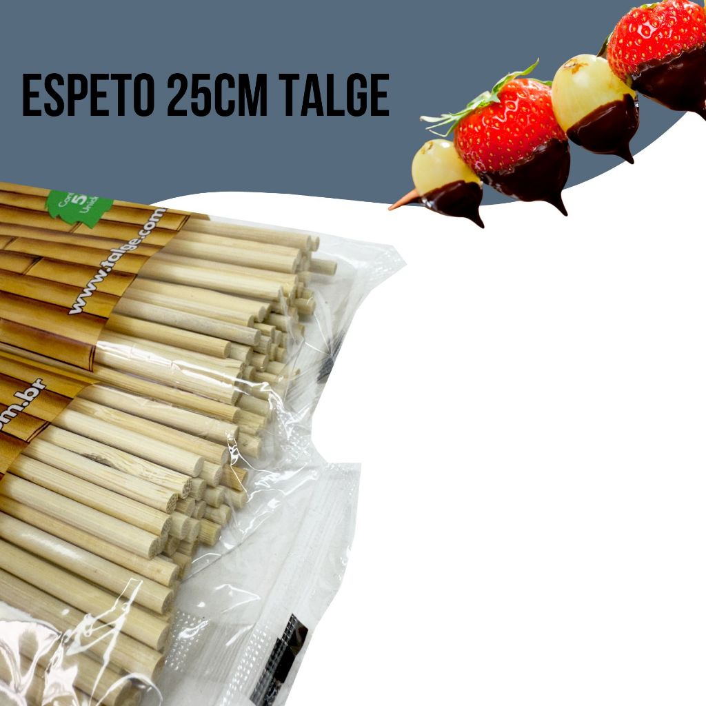 ESPETO TALGE 25CM UNIDADES PALITOS ESPETO CHURRASCO DOCES, FESTAS ...