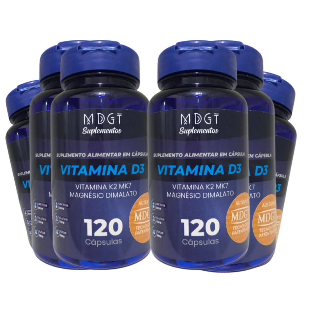 Kit 6x Vitamina D3 50mcg com Magnésio Dimalato 350mg + Vitamina K2 120mcg - 720 cáps | Shopee Brasil