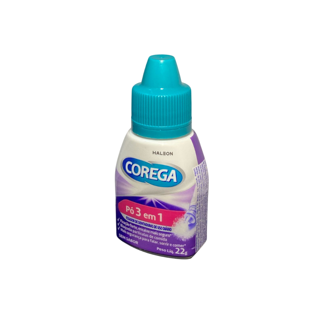 Corega Pó Fixador de Dentadura 3 em 1 Menta e Sem Sabor 22g - Gsk ...
