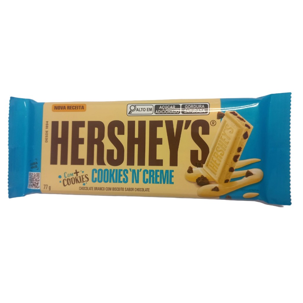 Barra de Chocolate Branco Cookies Nova Receita N Creme Hersheys Pacote 77g | Shopee Brasil