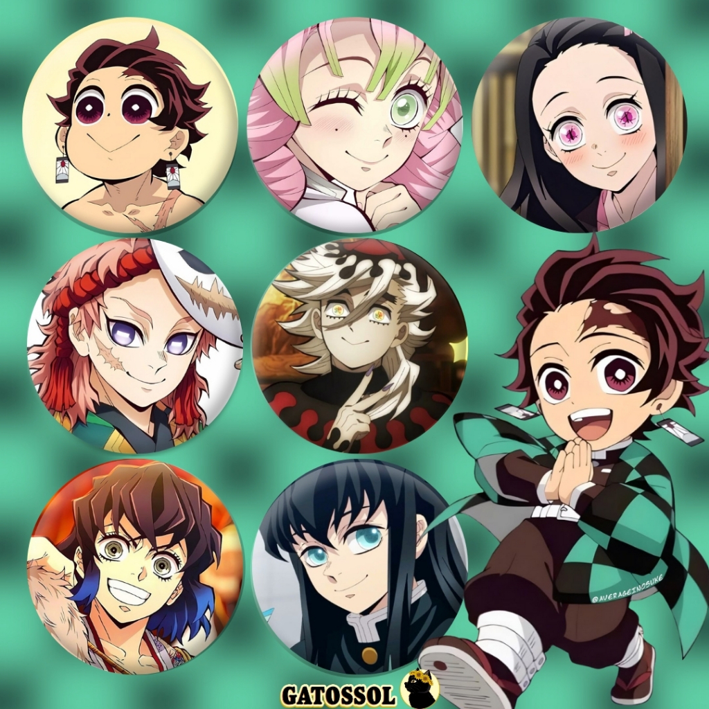 Demon Slayer Bottons 4,5 cm - Kimetsu - ANIME NERD Geek - Bottom/botton ...