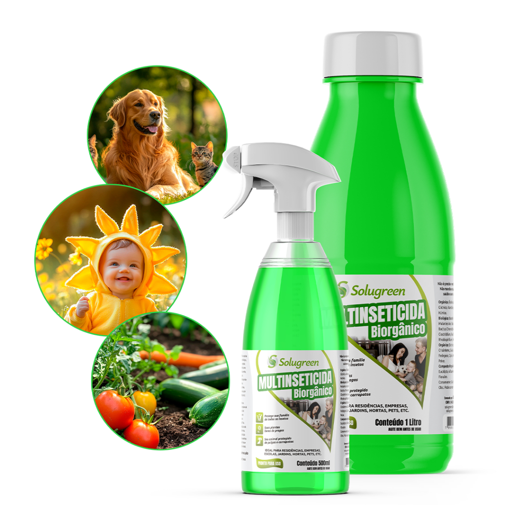 Multi-Inseticida Ecológico Solugreen - Kit 500ml + Refil 1L 100% ...