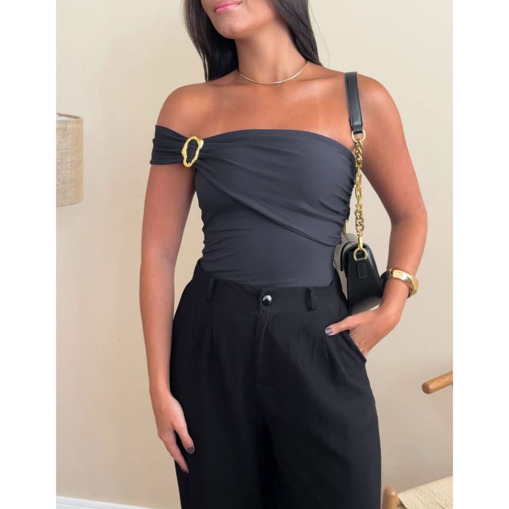 Body Feminino Fivela Elegante 0rgânico Poliamida Suplex Tendência ...