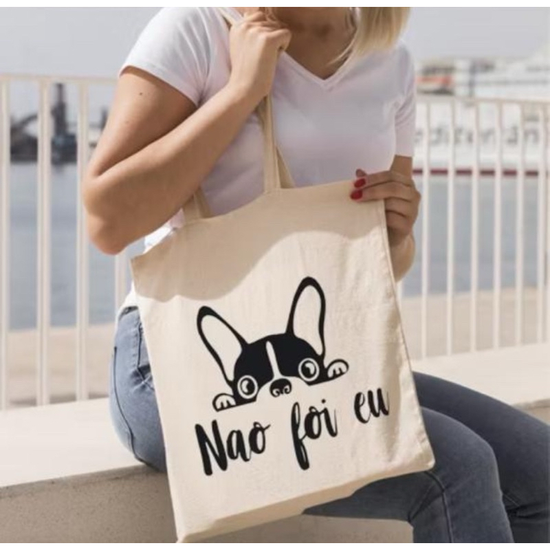 Bolsa Cachorro Ecobag Sustentável Cor Cru TEMA DOG NÃO FUI EU | Shopee Brasil