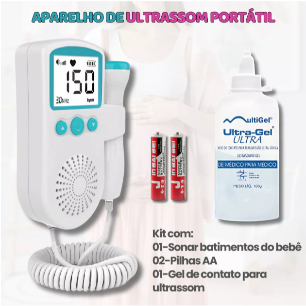 Monitor De Frequência Cardíaca Fetal Doppler JSL-T501-Acompanha GEL ...